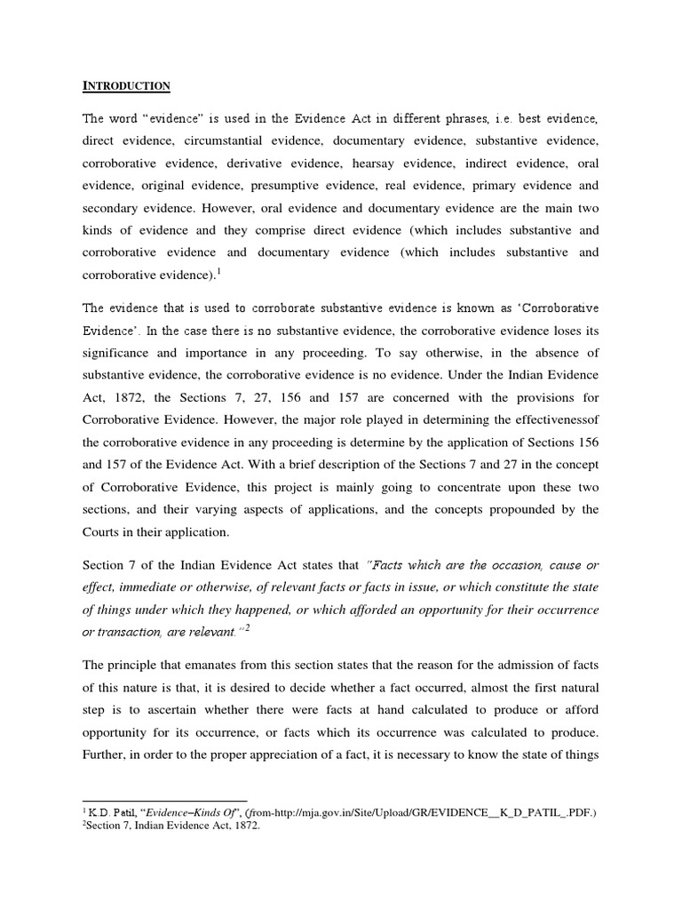 Concept of Corroborative Evidence | PDF | Evidence (Law) | Witness