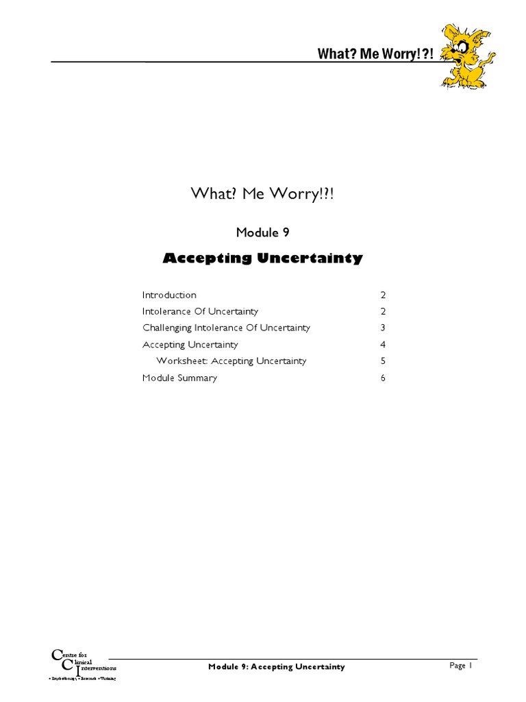 GAD 9 2015 Uncertainty | PDF | Cognitive Behavioral Therapy ...