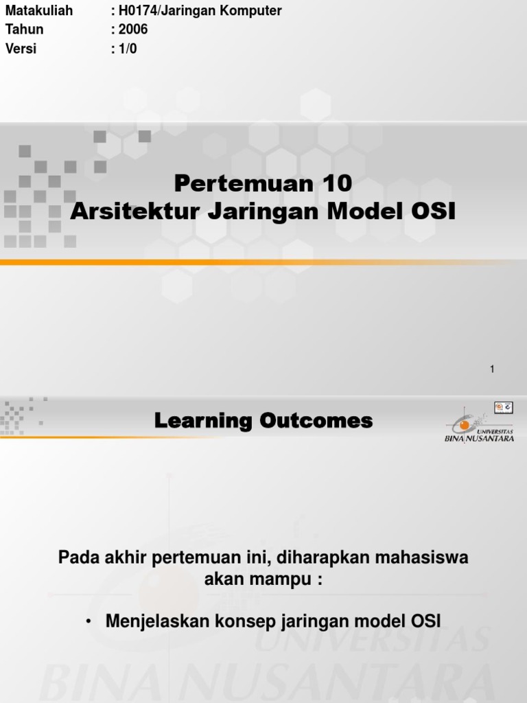 Pertemuan 10 Arsitektur Jaringan Model OSI | PDF | Osi Model | Networks