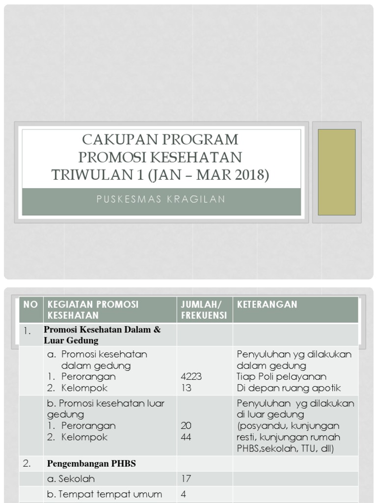 Cakupan Program Promkes Triwulan 1 2018 | PDF