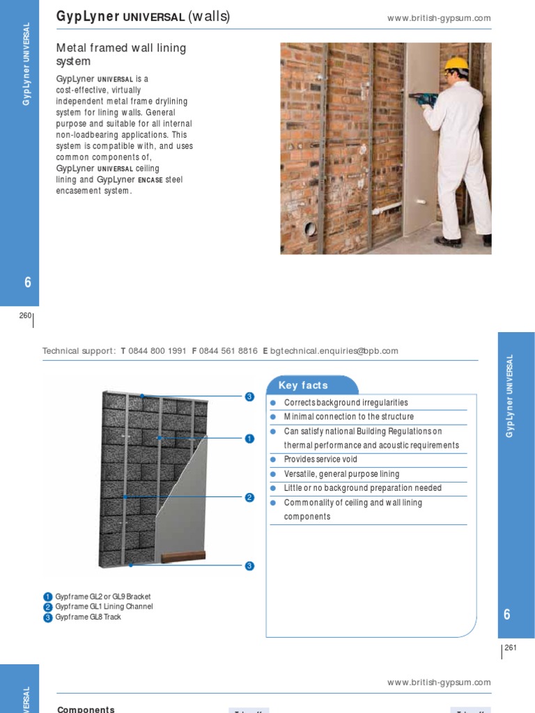 GypLyner UNIVERSAL metal framed wall lining system | PDF | Drywall | Wall