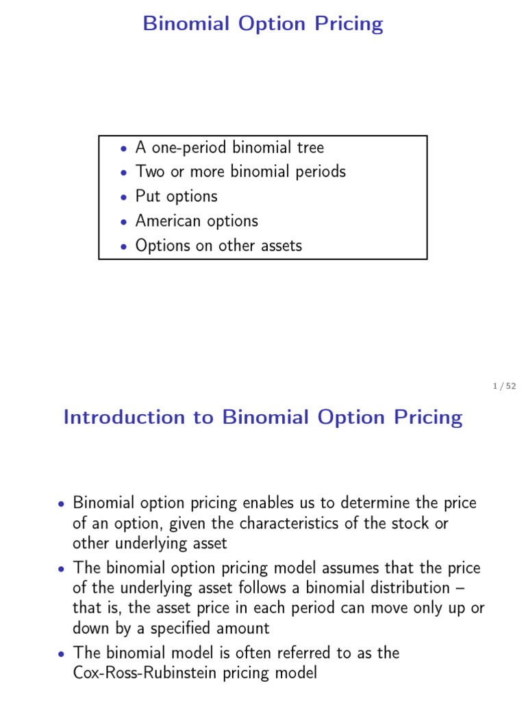 Binomial Option Pricing Model | PDF | Option (Finance) | Call Option