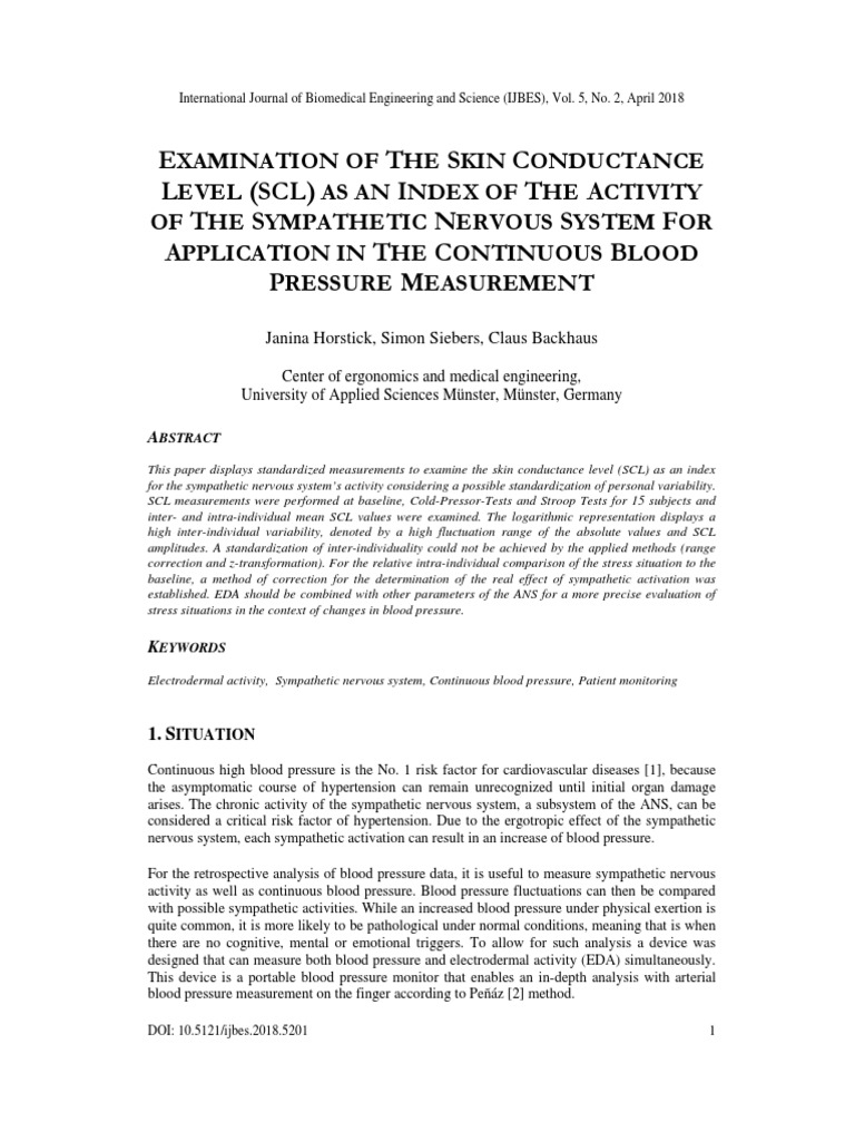 Examination of The Skin Conductance Level (SCL) As An Index of The ...