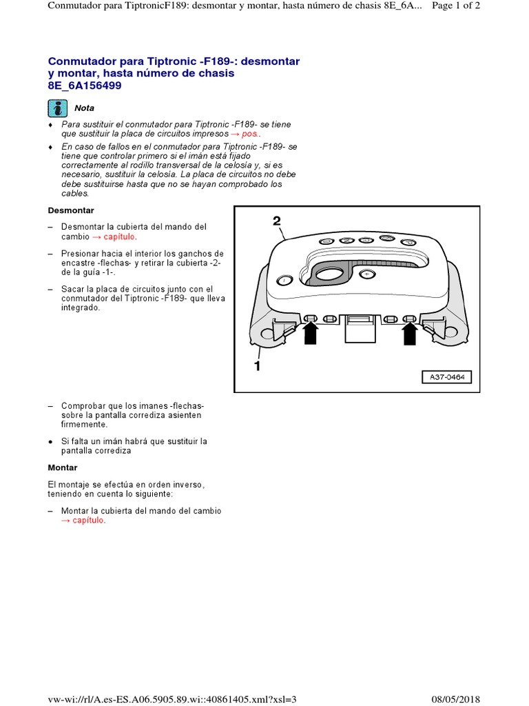 Audi A4 Avf 2004 Desmontar Triptronic f189 | PDF