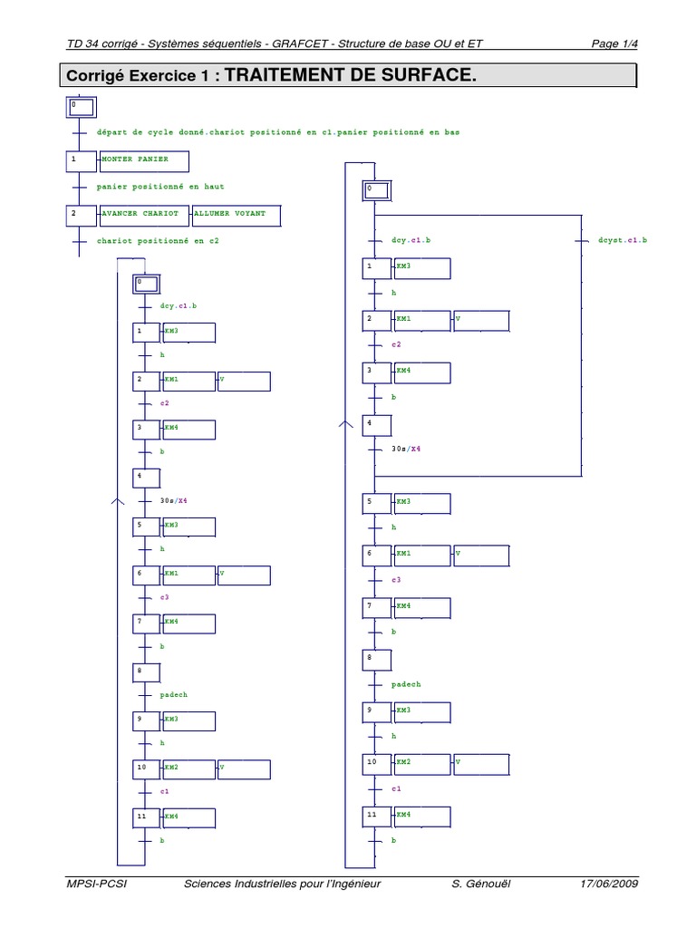 TD 34 Corrigé - Systèmes Séquentiels - GRAFCET - Structure de Base OU Et ET PDF | PDF | Ordinateurs