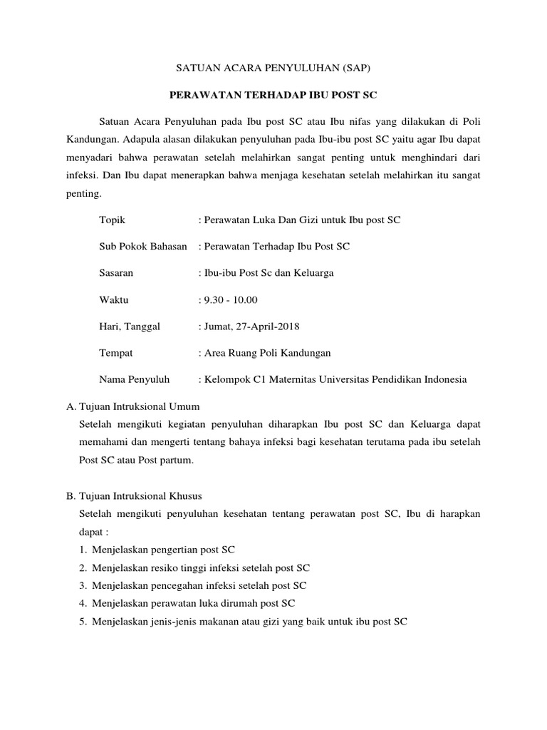 PERAWATAN KESEHATAN IBU POST SC | PDF