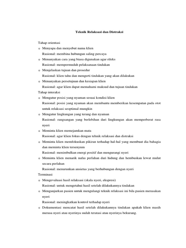 Teknik Relaksasi Dan Distraksi | PDF
