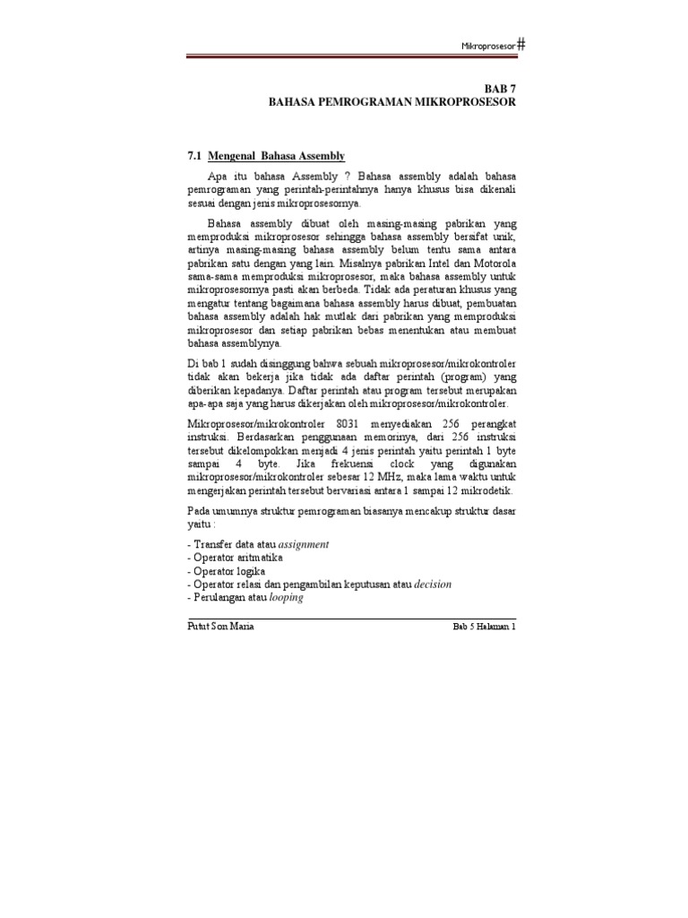 Bab 7 Bahasa Assembly | PDF