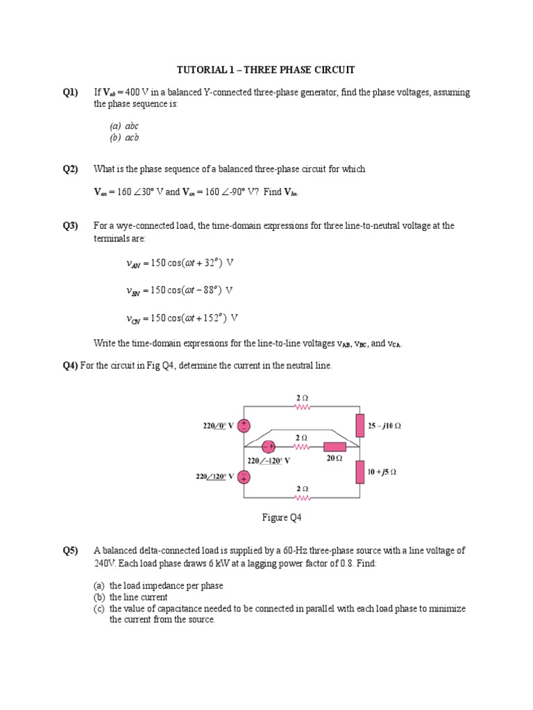 Tutorial 1 - 3 Phase - 1 | PDF