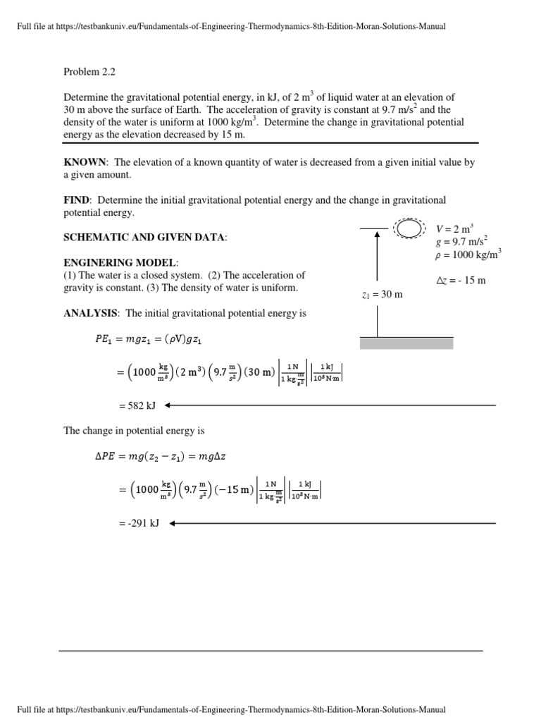 Fundamentals of Engineering Thermodynamics 8th Edition Moran Solutions ...