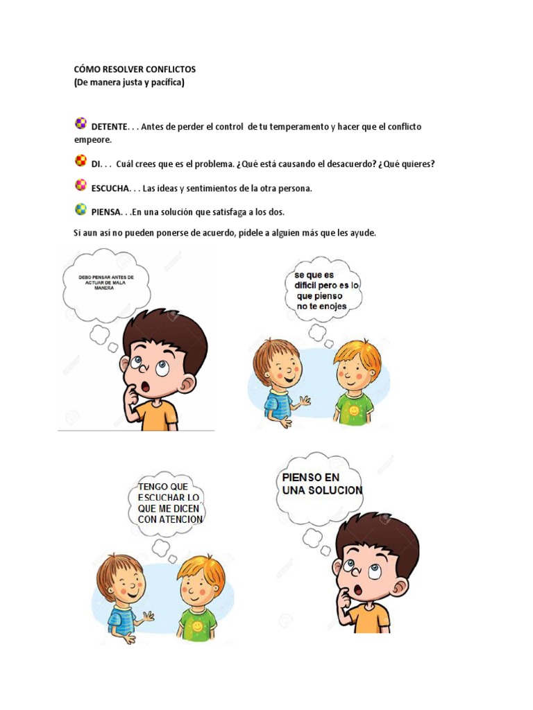 Cinco pasos para resolver conflictos de manera pacífica | PDF