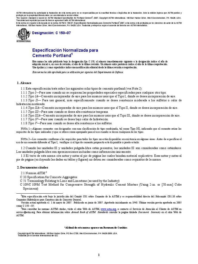 Astm C 150 PDF | PDF | Caliza | Cemento