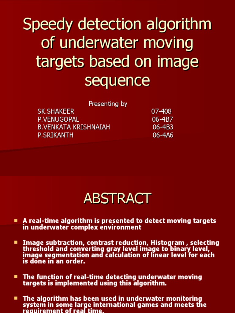 Speedy Detection Algorithm of Underwater Moving | PDF | Image Segmentation | Algorithms