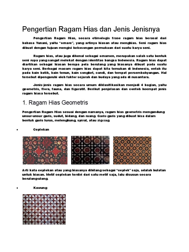 Pengertian Ragam Hias Dan Jenis Jenisnya | PDF