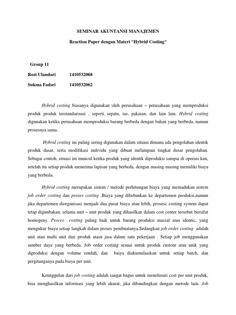 Paper Tentang Hybrid Costing | PDF