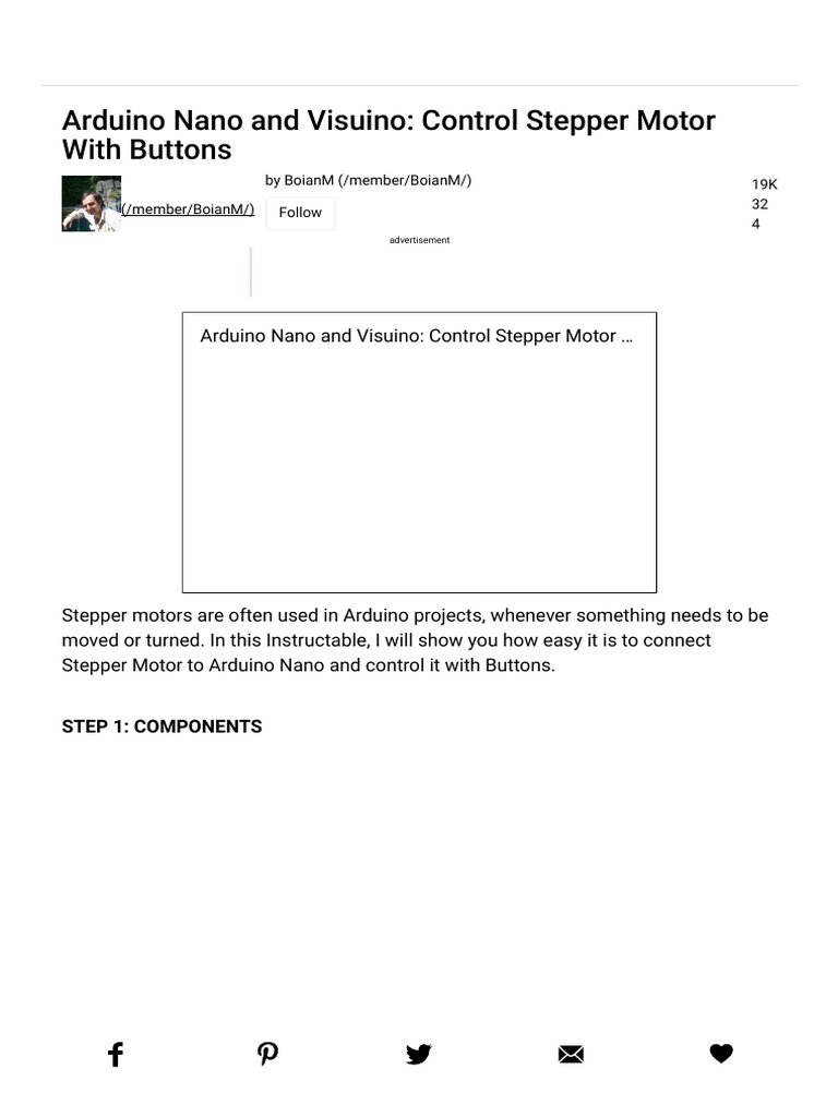 Arduino Nano and Visuino - Control Stepper Motor With Buttons - 12 ...