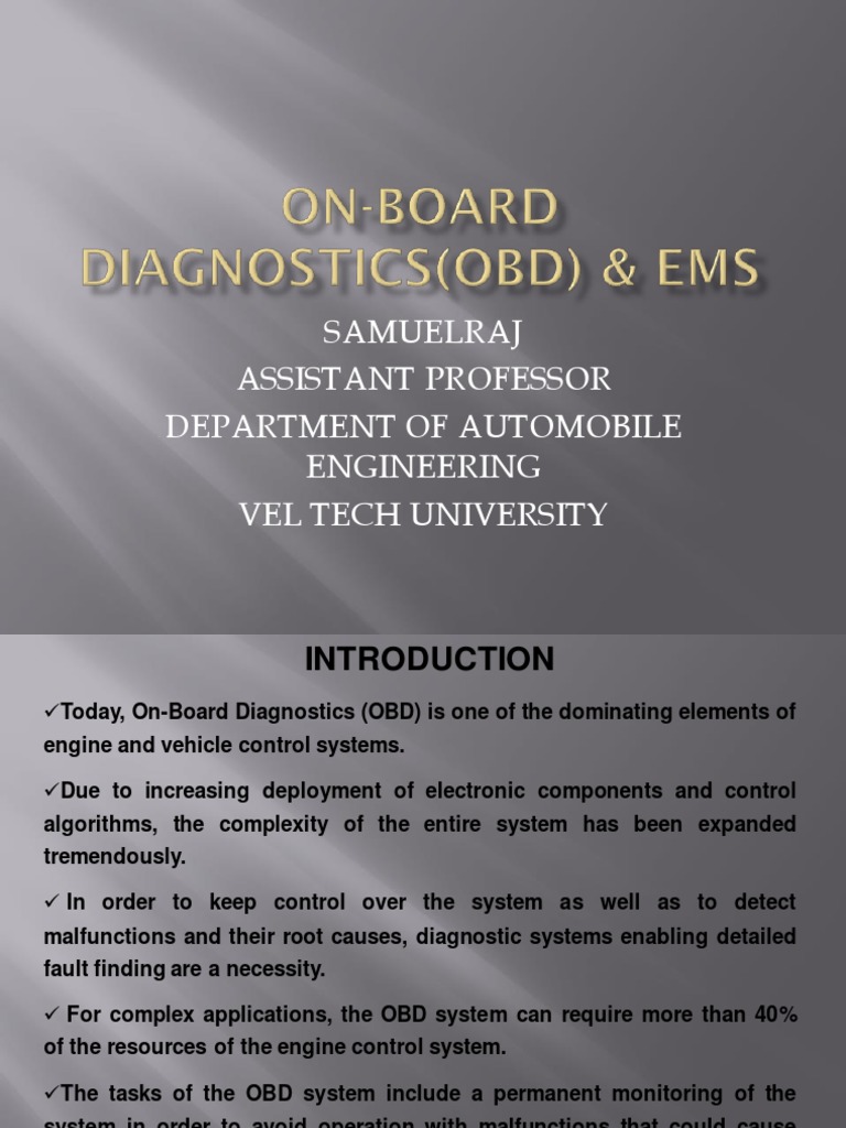 An Overview of the On-Board Diagnostics System and Engine Management ...