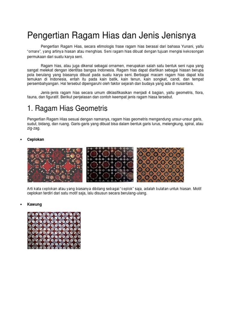 Pengertian Ragam Hias Dan Jenis Jenisnya | PDF