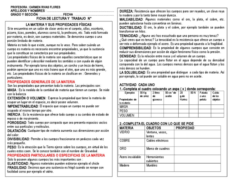 Propiedades Físicas de la Materia | PDF | Importar | Densidad
