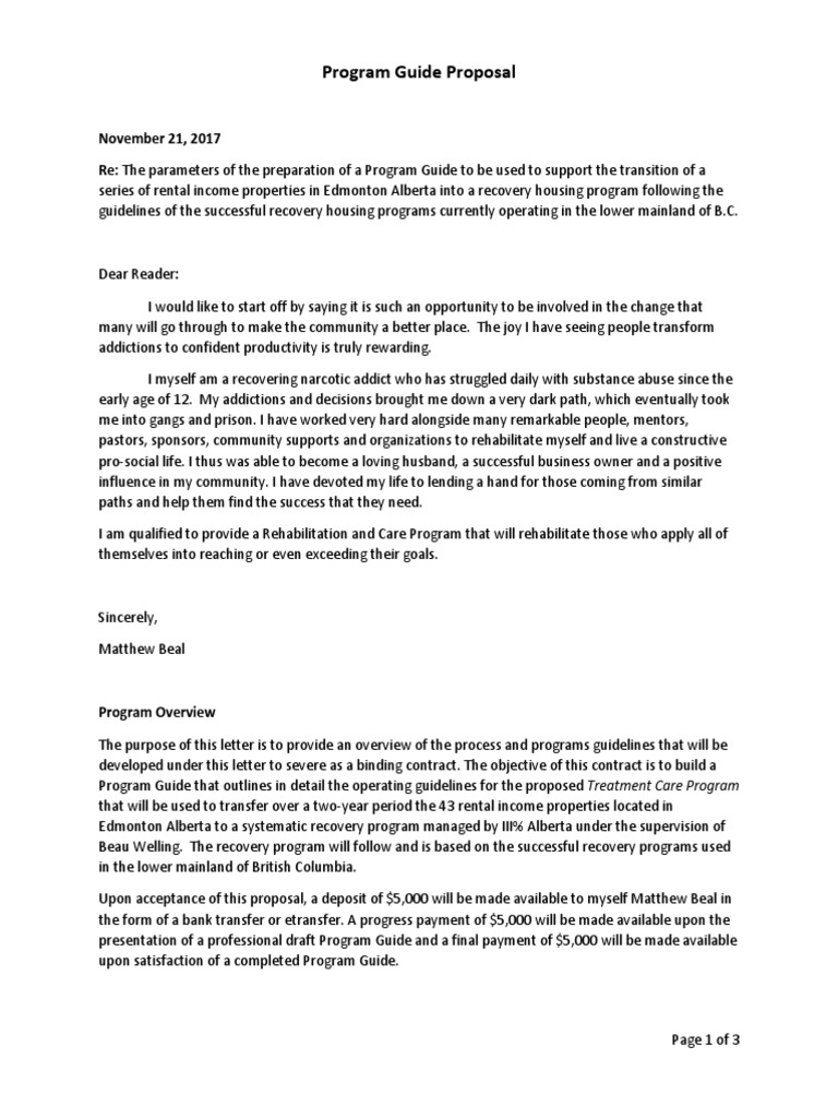 Recovery Program Guide Proposal III% Edmonton | PDF | Substance ...