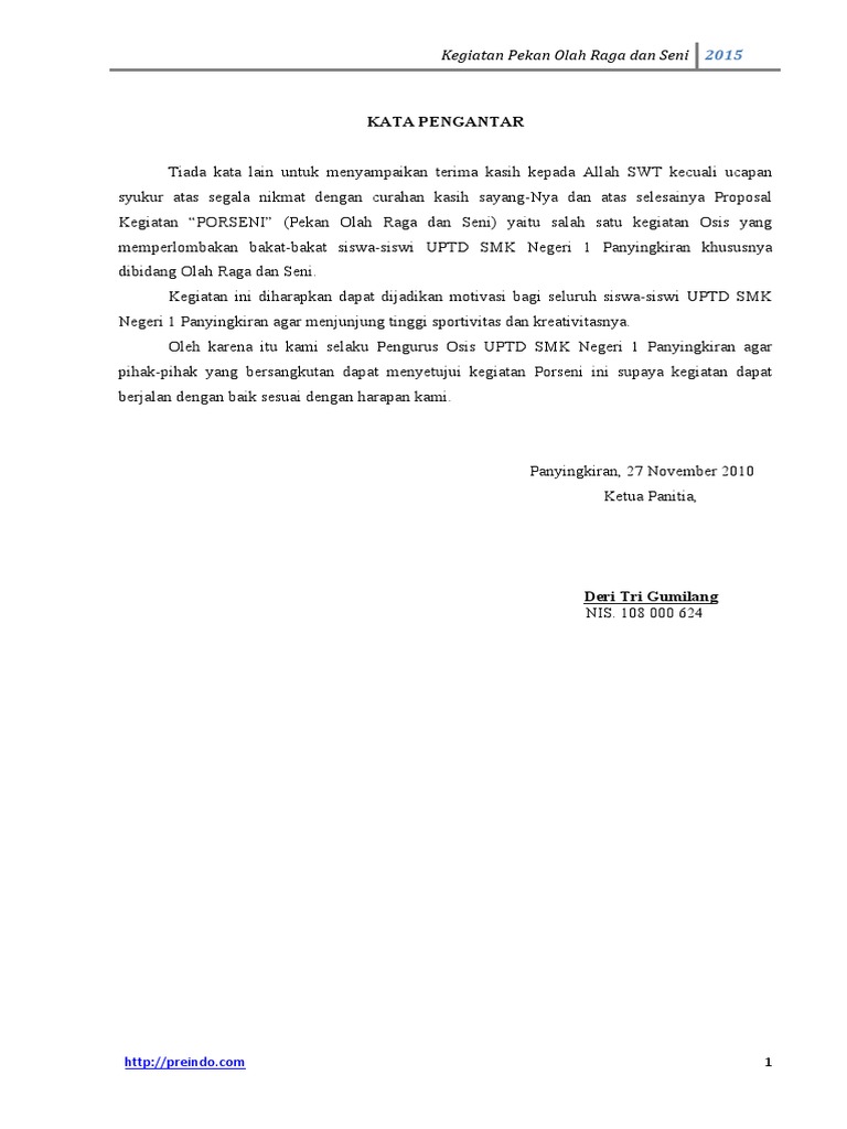 Contoh Proposal Kegiatan Osis | PDF