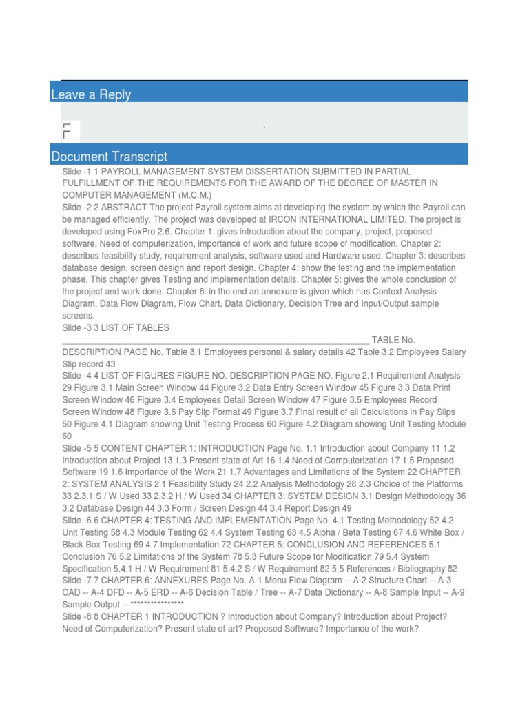 Payroll Management System | PDF | Feasibility Study | Databases