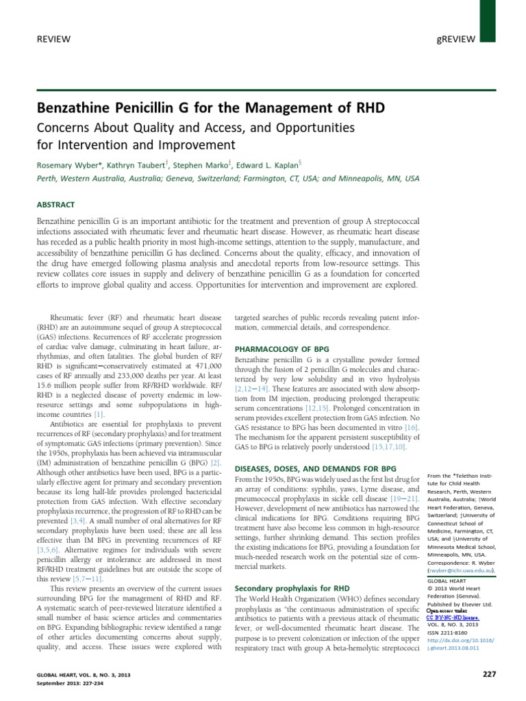 Benzathine Penicillin G For The Management of RHD | PDF | Preventive ...