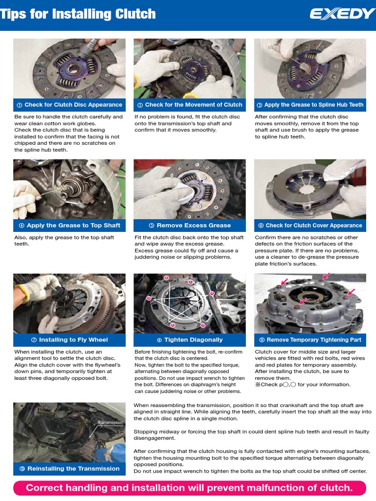 Clutch Installation Tips and Techniques | PDF | Clutch | Transmission ...