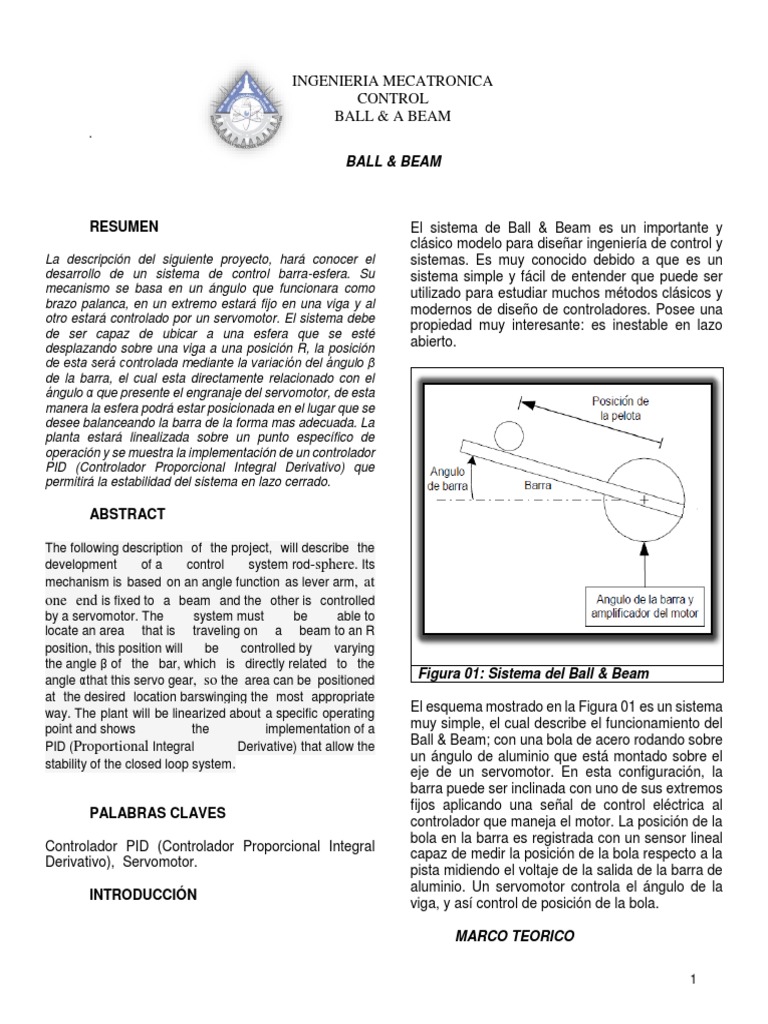 Ball & Beam PID Control System | PDF | Mechanics | Applied Mathematics