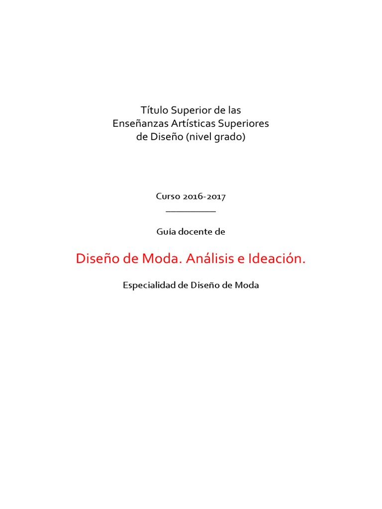 Guía de Diseño de Moda: Análisis e Ideación | PDF | Prueba (evaluación ...