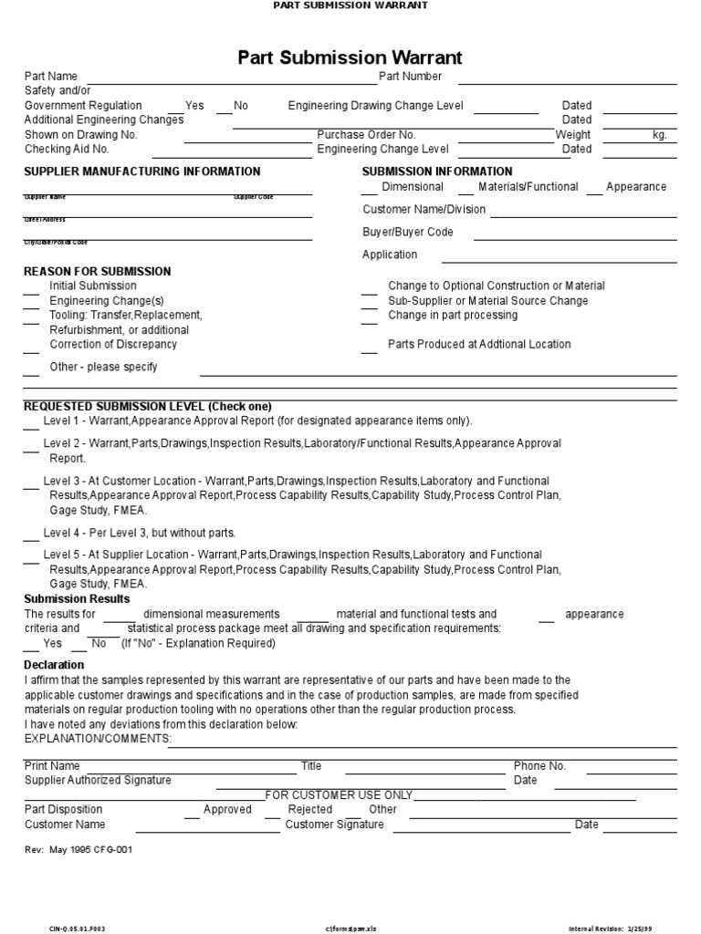Part Sample Warrant | PDF | Specification (Technical Standard ...