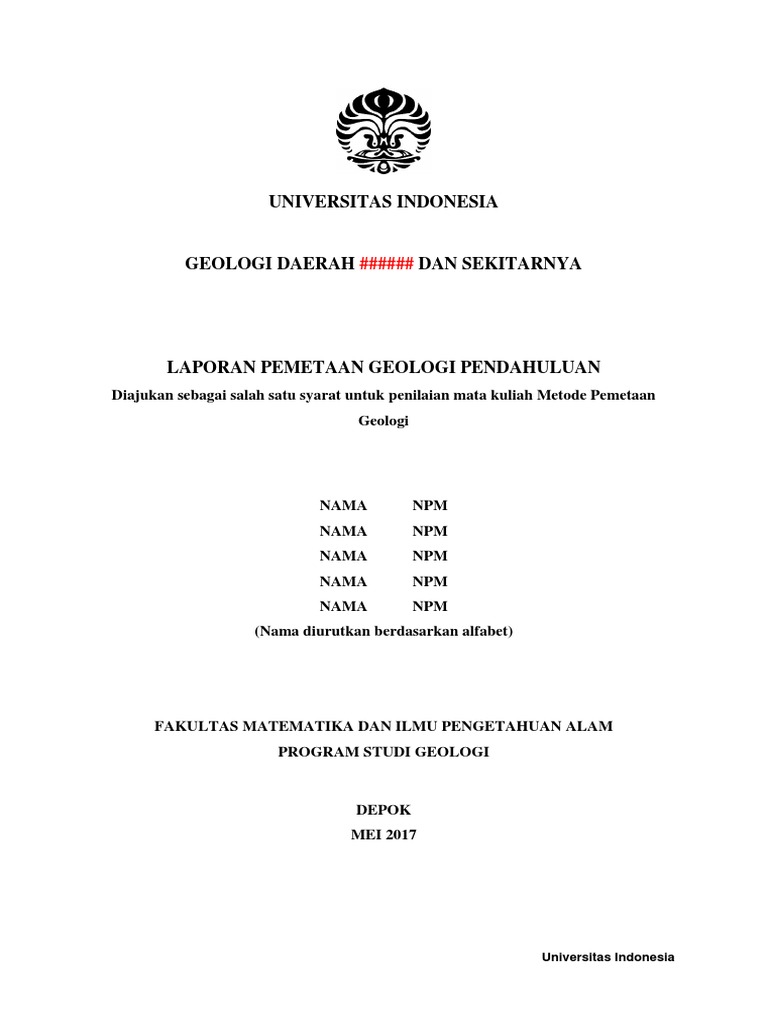 Template Laporan Pemetaan Geologi Pendahuluan | PDF