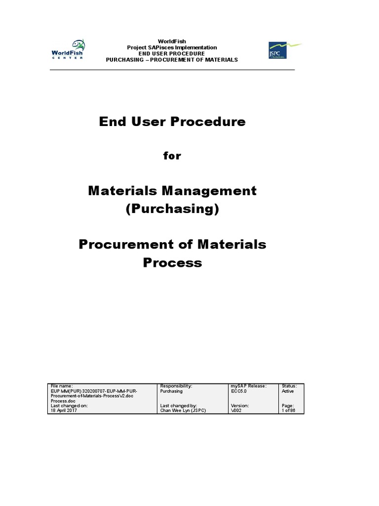 End User Procedure For Sap MM Purchasing | PDF | Icon (Computing ...