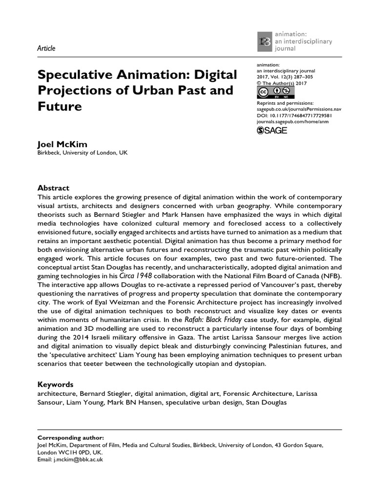Speculative Animation Digital Projection PDF | PDF | Human | Mass Media
