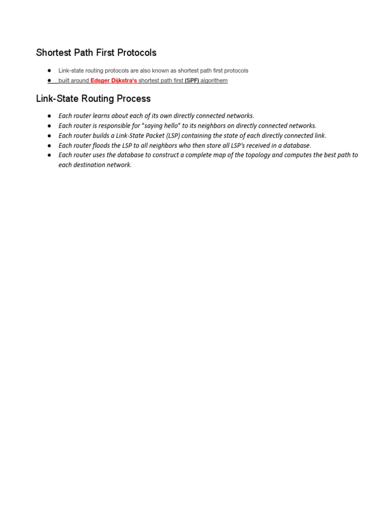 Shortest Path First Protocols | PDF