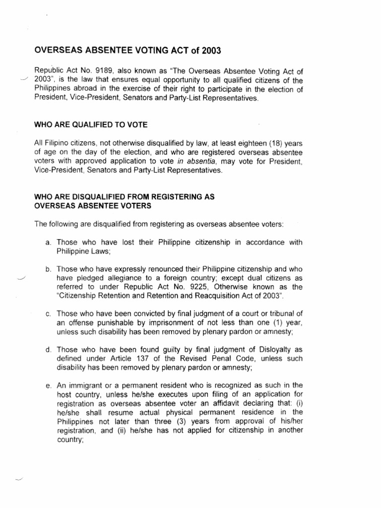 Enabling Overseas Filipino Citizens to Participate in Elections: An ...