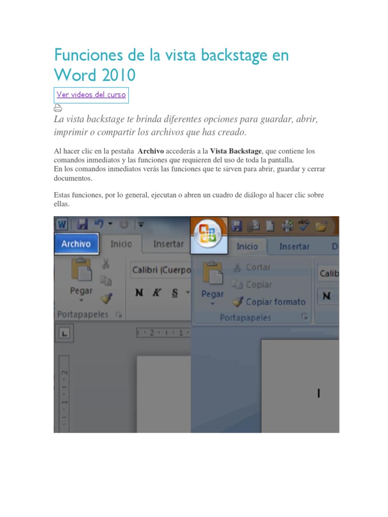 Funciones de La Vista Backstage en Word