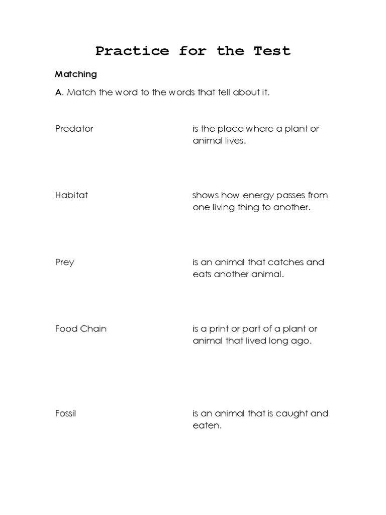 Practice For The Test | PDF | Habitat | Desert