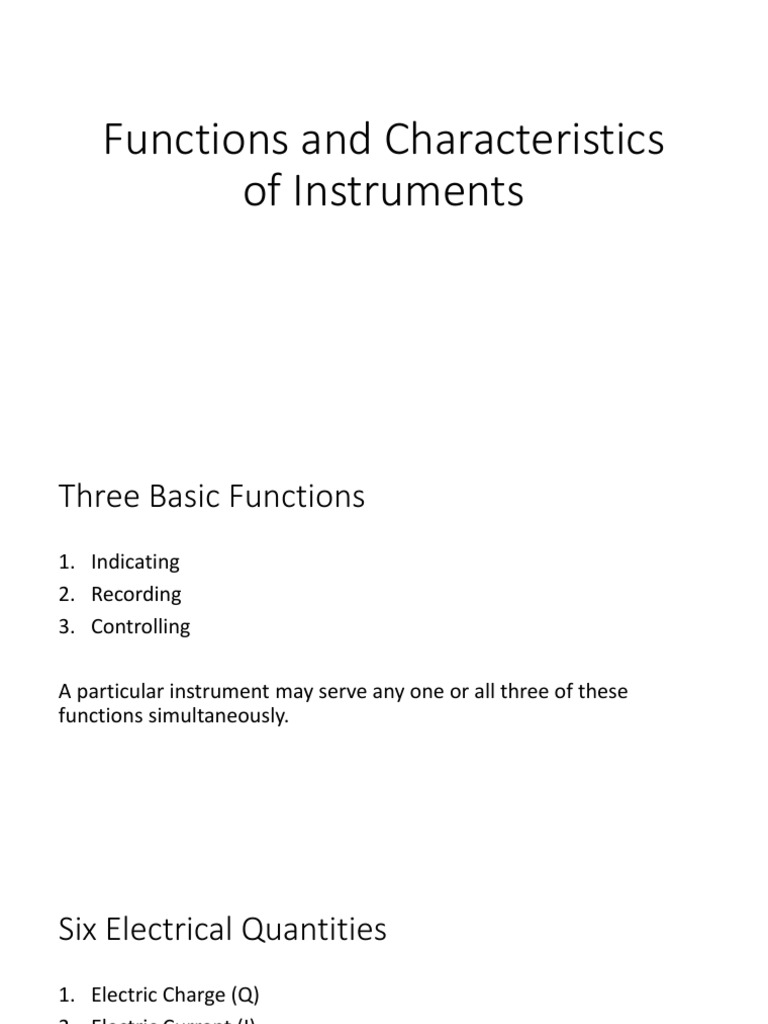Functions and Characteristics of Instruments | PDF | Observational ...