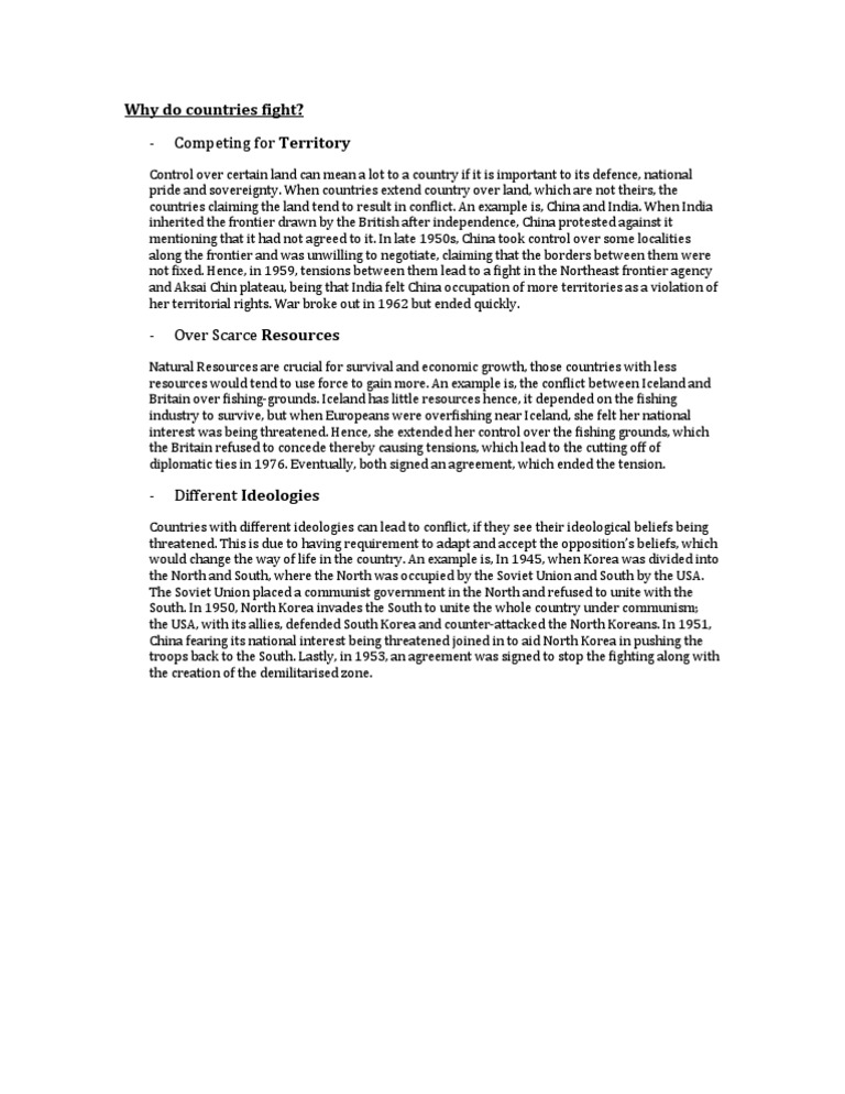 Reasons Behind International Conflicts | PDF