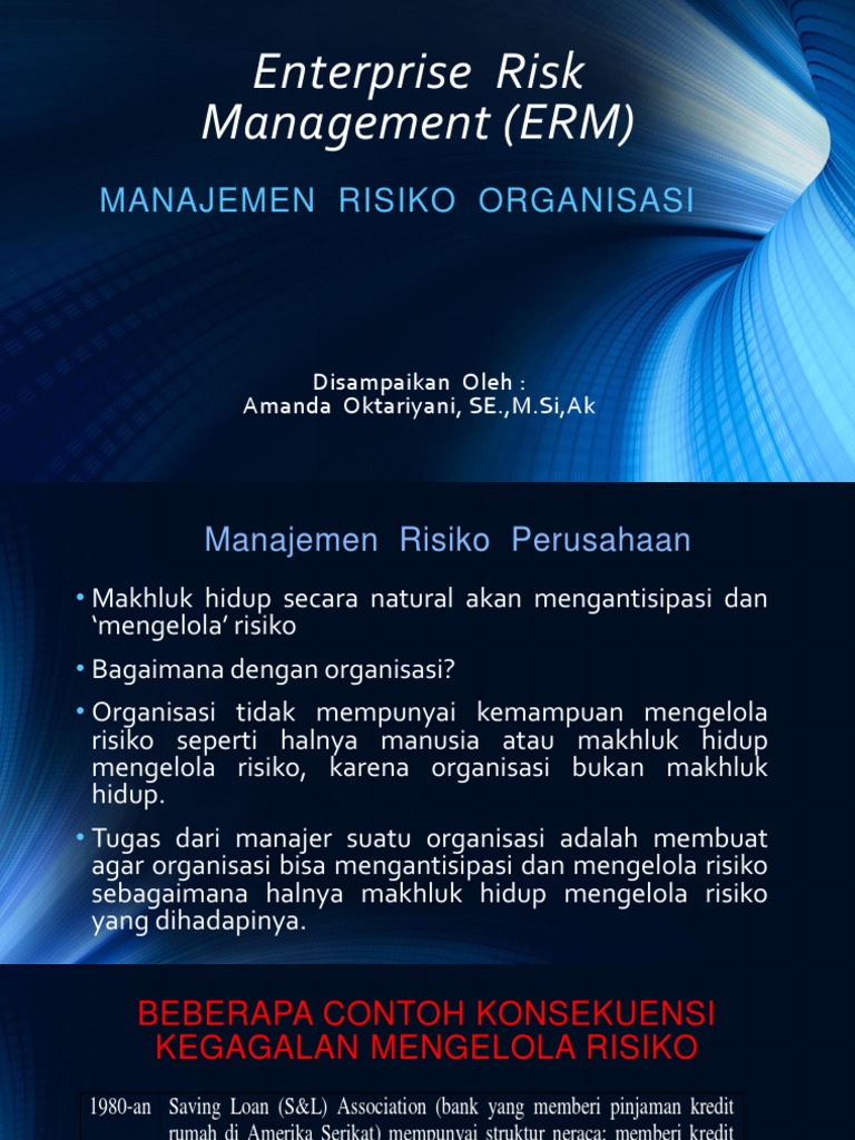 Enterprise Risk Management (ERM) : Manajemen Risiko Organisasi | PDF