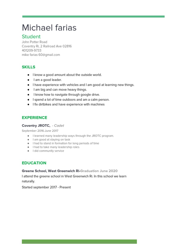 Michael Farias: Student | PDF