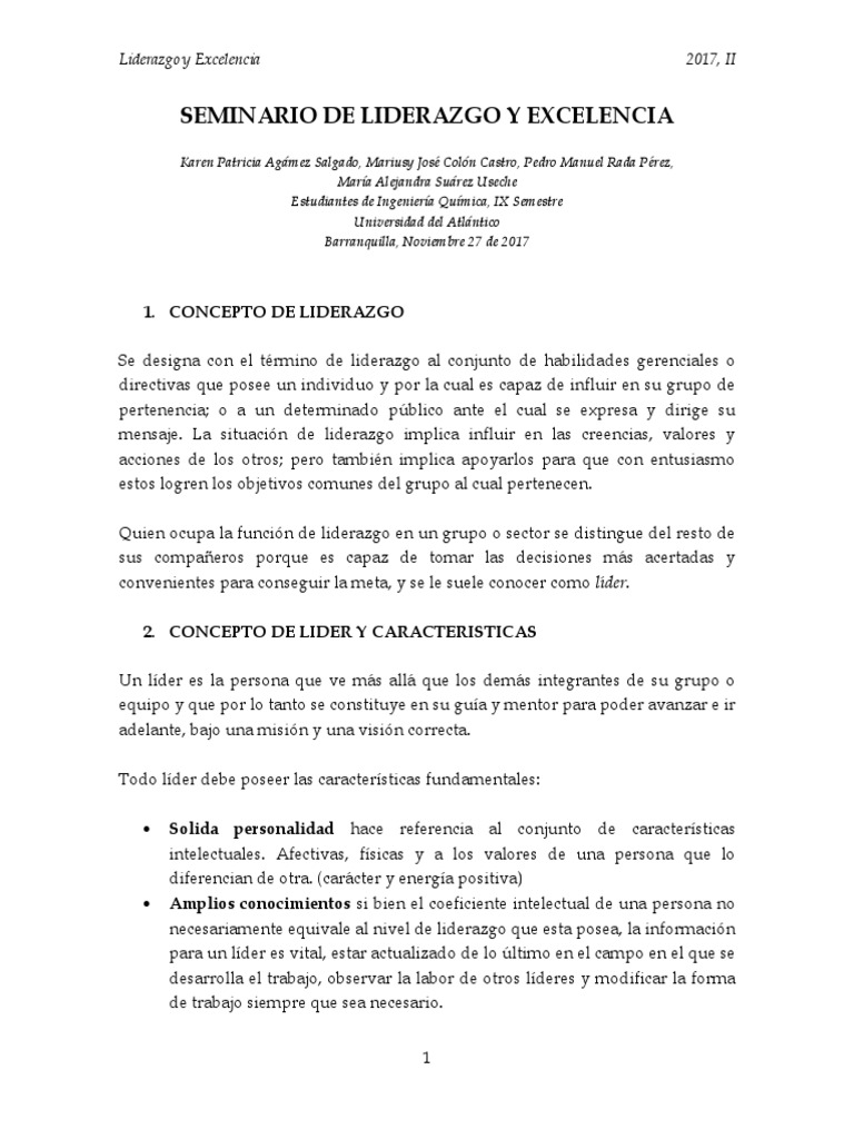 Ensayo Liderazgo y Excelencia | PDF | Liderazgo | Conceptos psicologicos