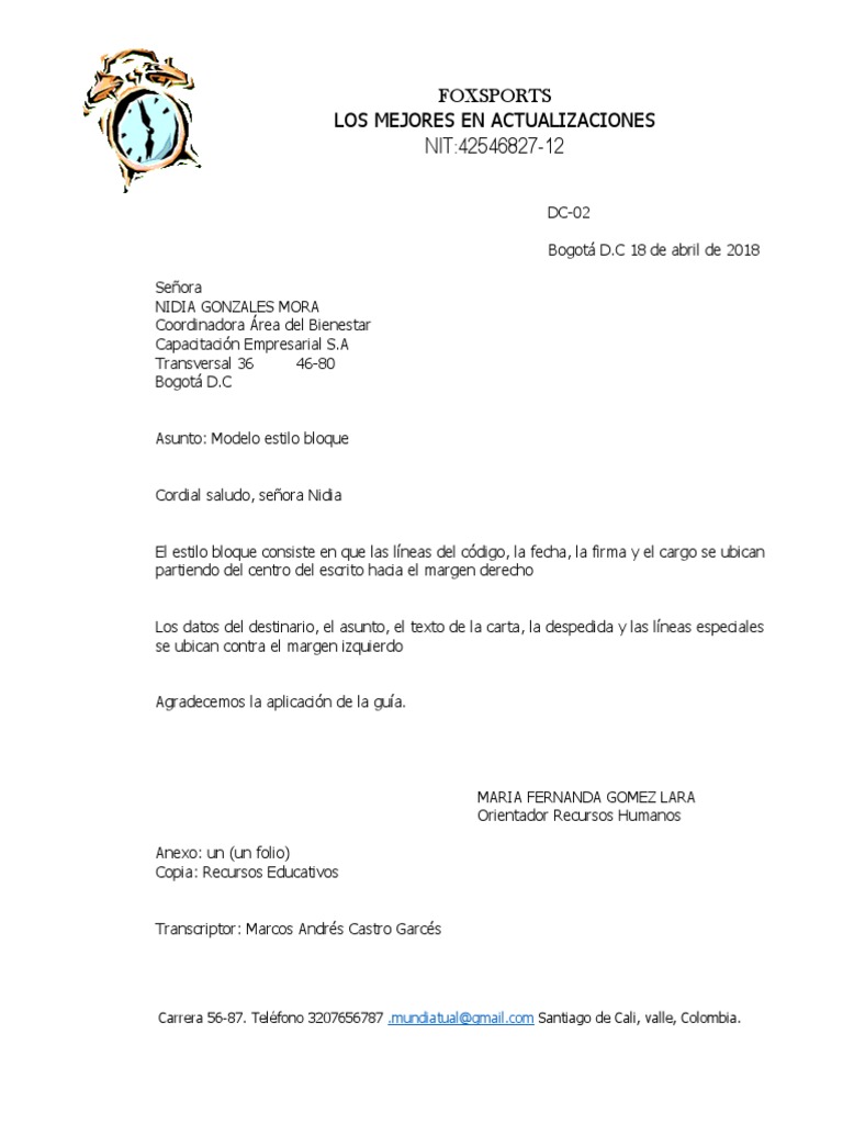 Modelo de Carta Estilo Bloque | PDF