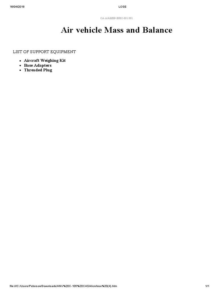 Air Vehicle Mass and Balance | PDF