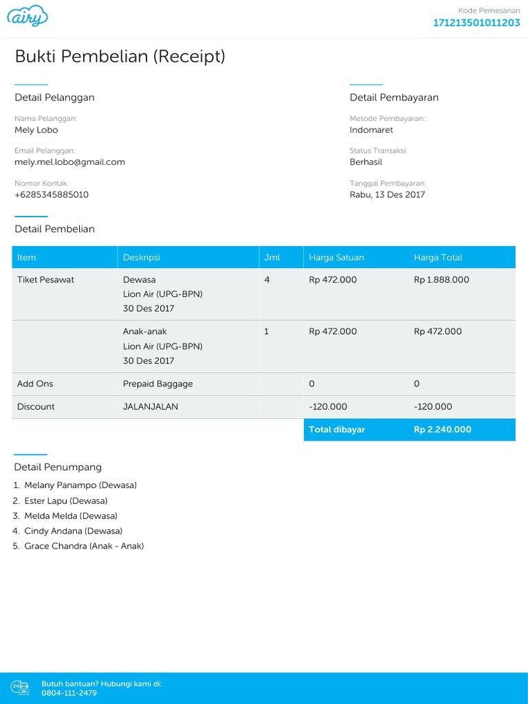 Bukti Pembelian (Receipt) : Detail Pelanggan Detail Pembayaran | PDF