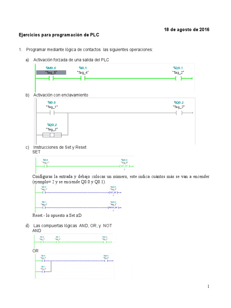Ejercicios de Automatización - PLC | PDF | Programa de computadora ...