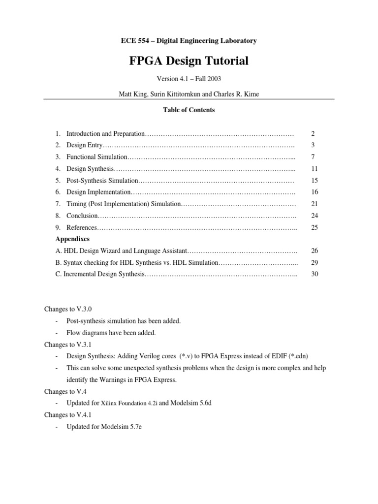 Fpga Design Tutorial Ece 554 Digital Engineering Laboratory Download Free Pdf Hardware 
