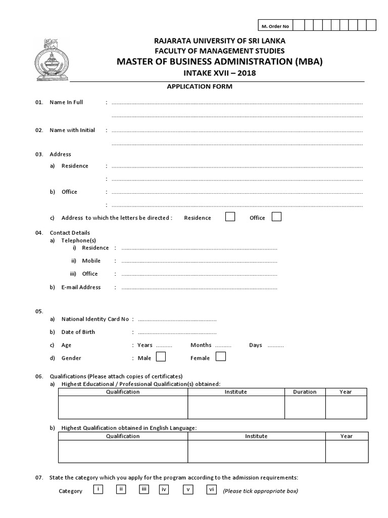 Application Form Mba | PDF | Master Of Business Administration | Government