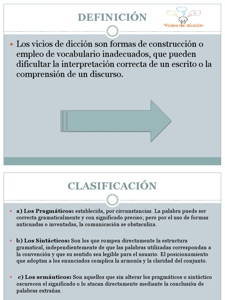 Los Vicios de Dicción | PDF | Palabra | Lingüística